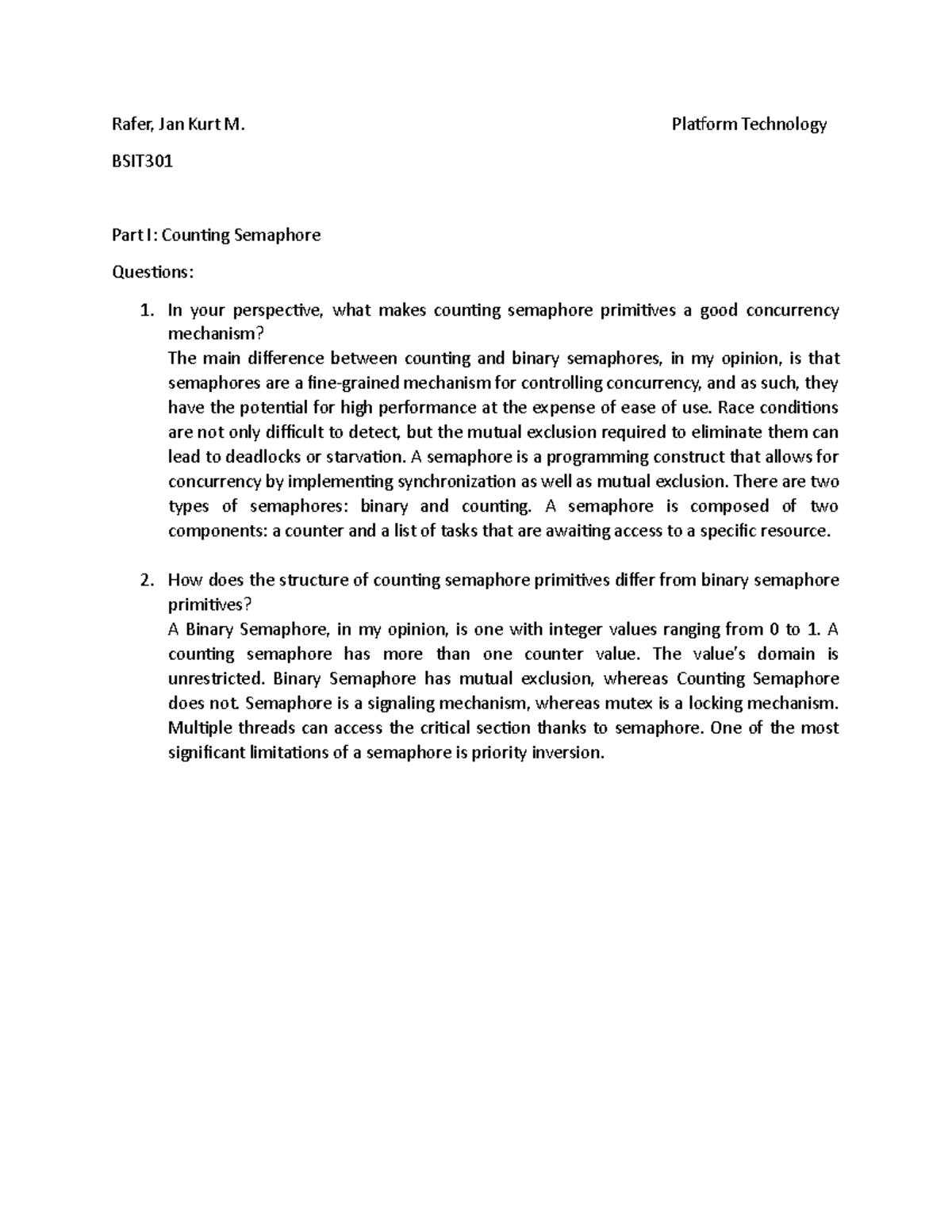 04 Activity 1 ARG Plattech - Rafer, Jan Kurt M. Platform Technology BSIT Part I: Counting ...