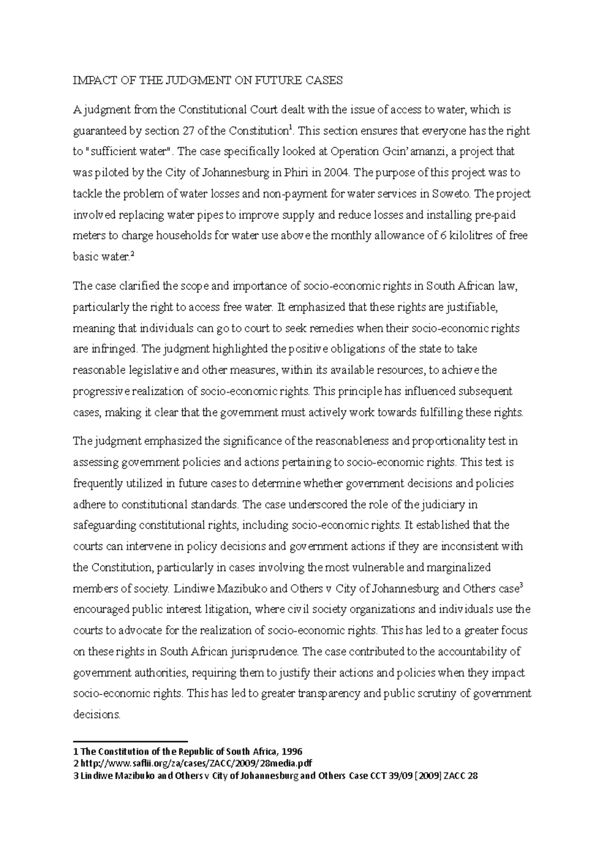 Impact OF THE Judgment ON Future Cases - IMPACT OF THE JUDGMENT ON ...