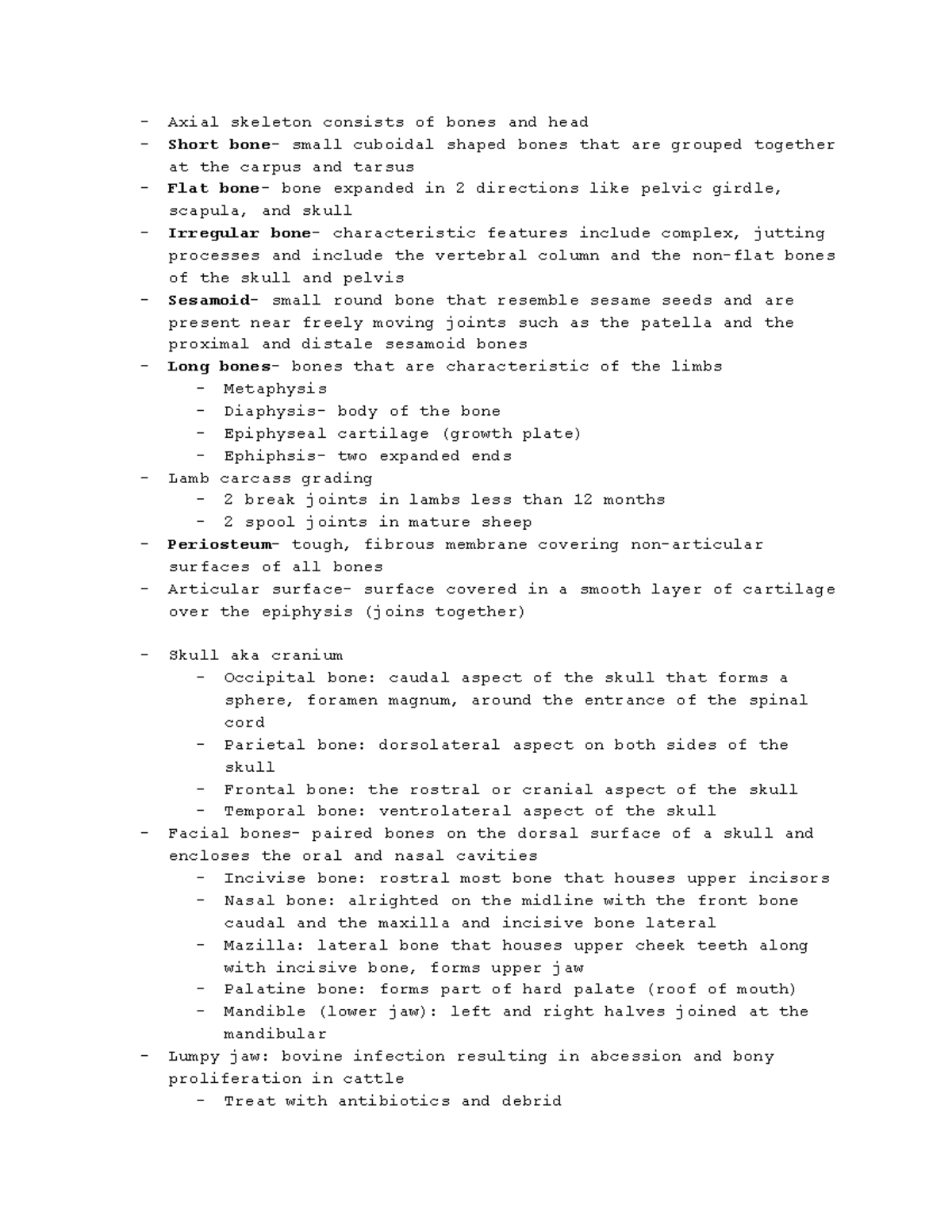 Anatomy L3 bones - Notes taken from uploaded lectures and slides ...