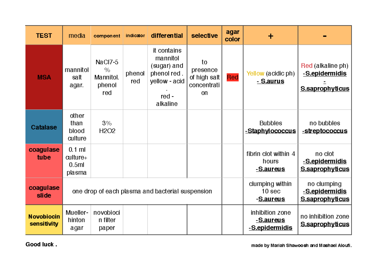 Bacteriology (Lab Tests) - TEST media component indicator differential ...