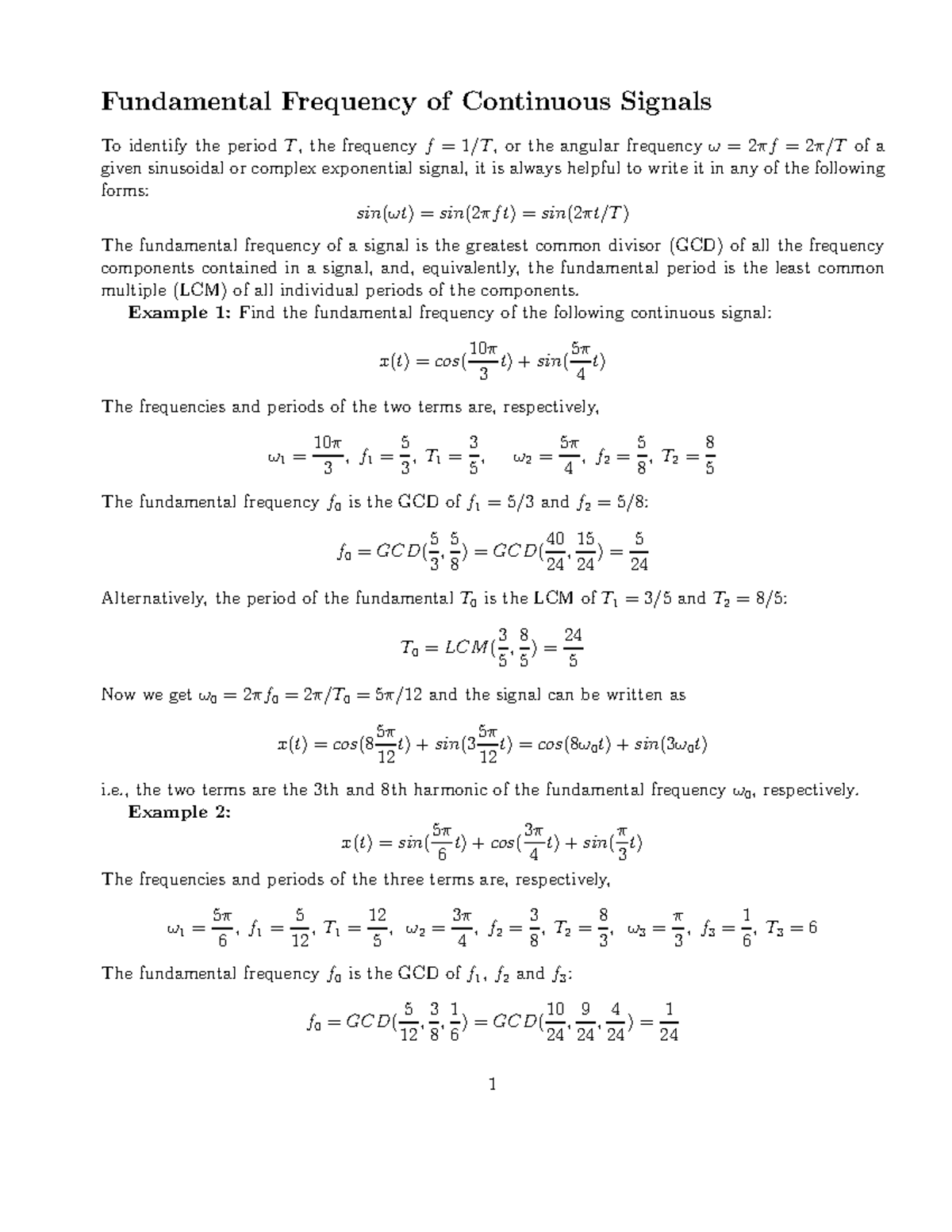Fundamental Frequency - Example 1: Find the fundamental frequency of ...