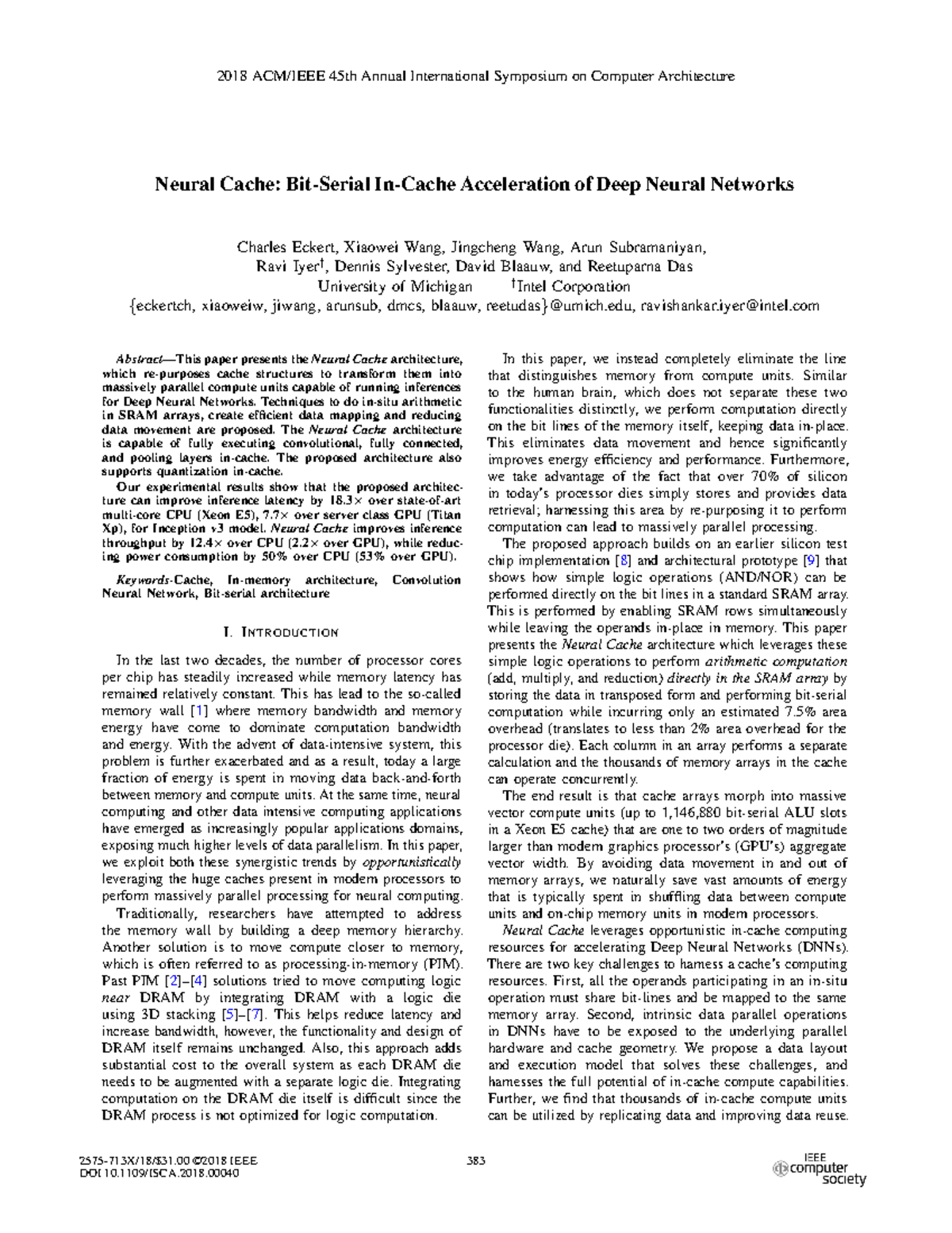 Neural-Cache -Bit-Serial-In-Cache-Acceleration-of-Deep-Neural-Networks - Neural Cache: Bit ...