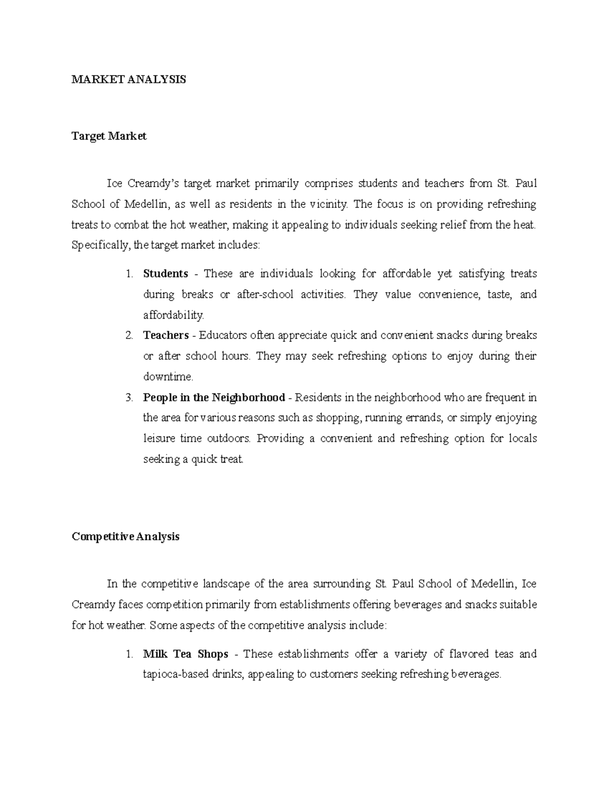 Market- Analysis - THIS WILL HELP YOU - MARKET ANALYSIS Target Market ...