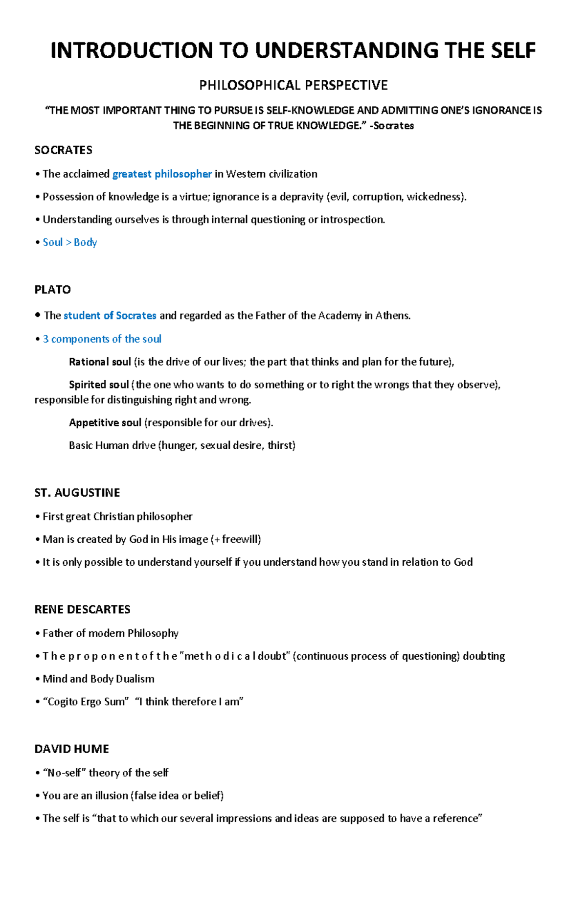 Introduction TO Understanding THE SELF - INTRODUCTION TO UNDERSTANDING ...