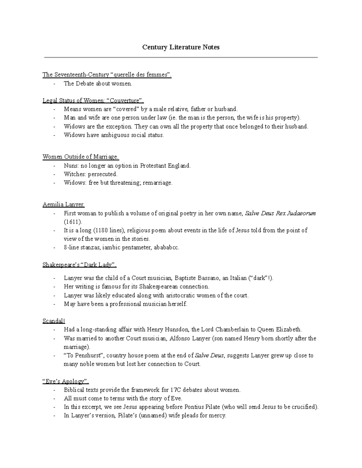 17th Century Literature Readings - Century Literature Notes The ...