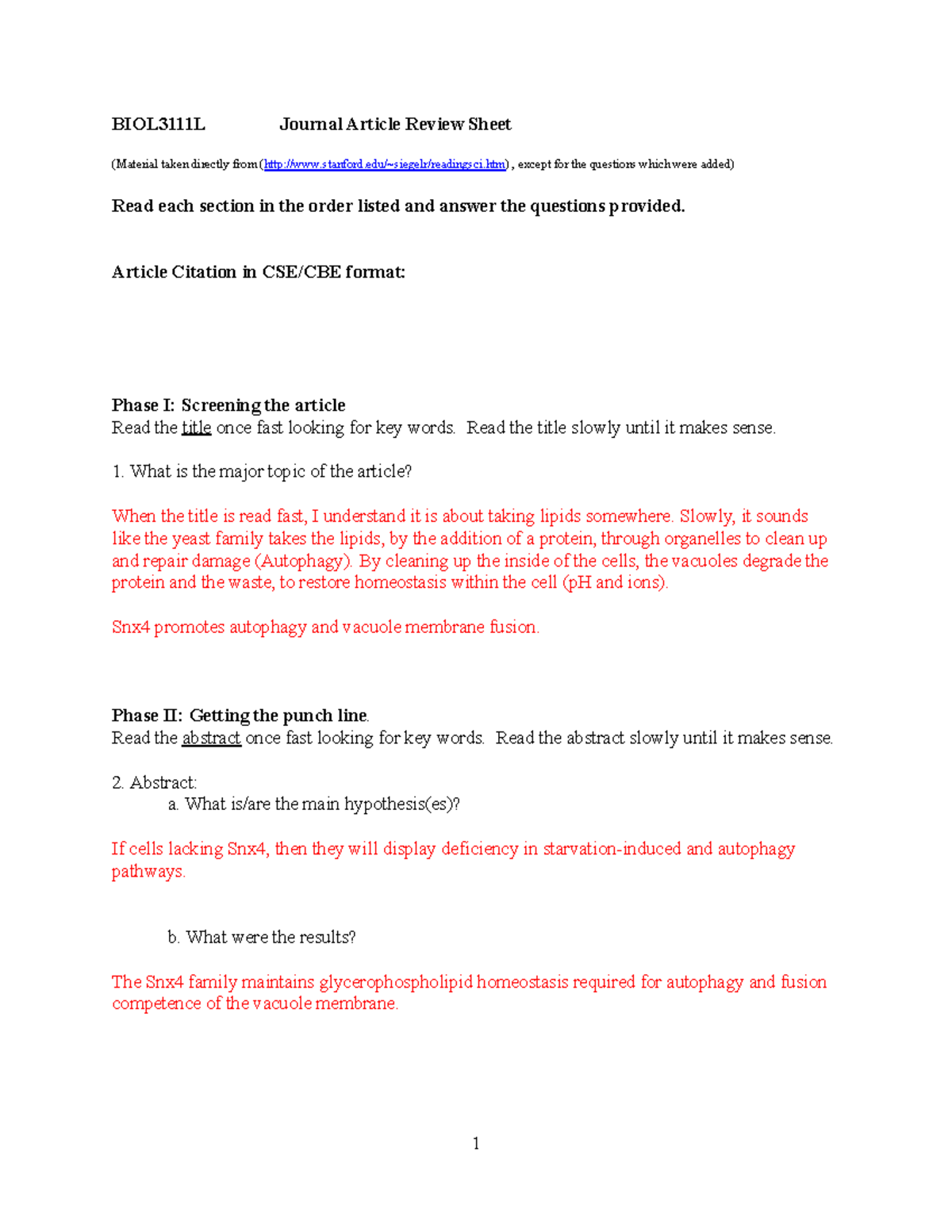 Journal Article Review Sheet - BIOL3111L Journal Article Review Sheet ...