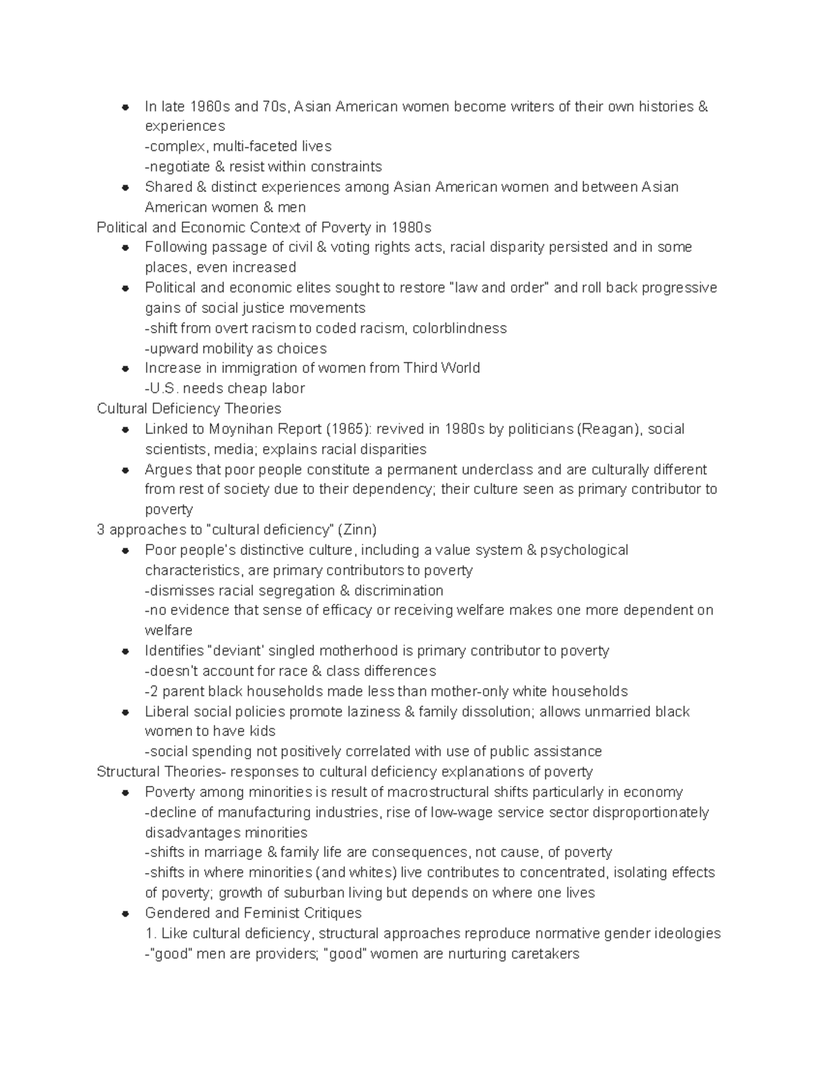Feminist Studies 60 Notes 11 - In late 1960s and 70s, Asian American ...