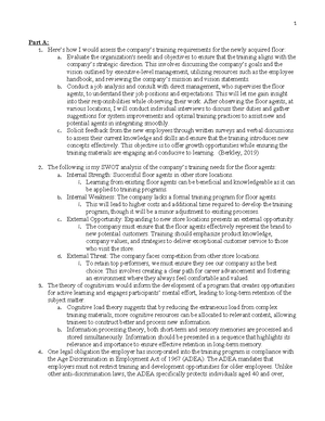 D353 Task 2 - paper - D353: Strategic Training and Development Task Two ...