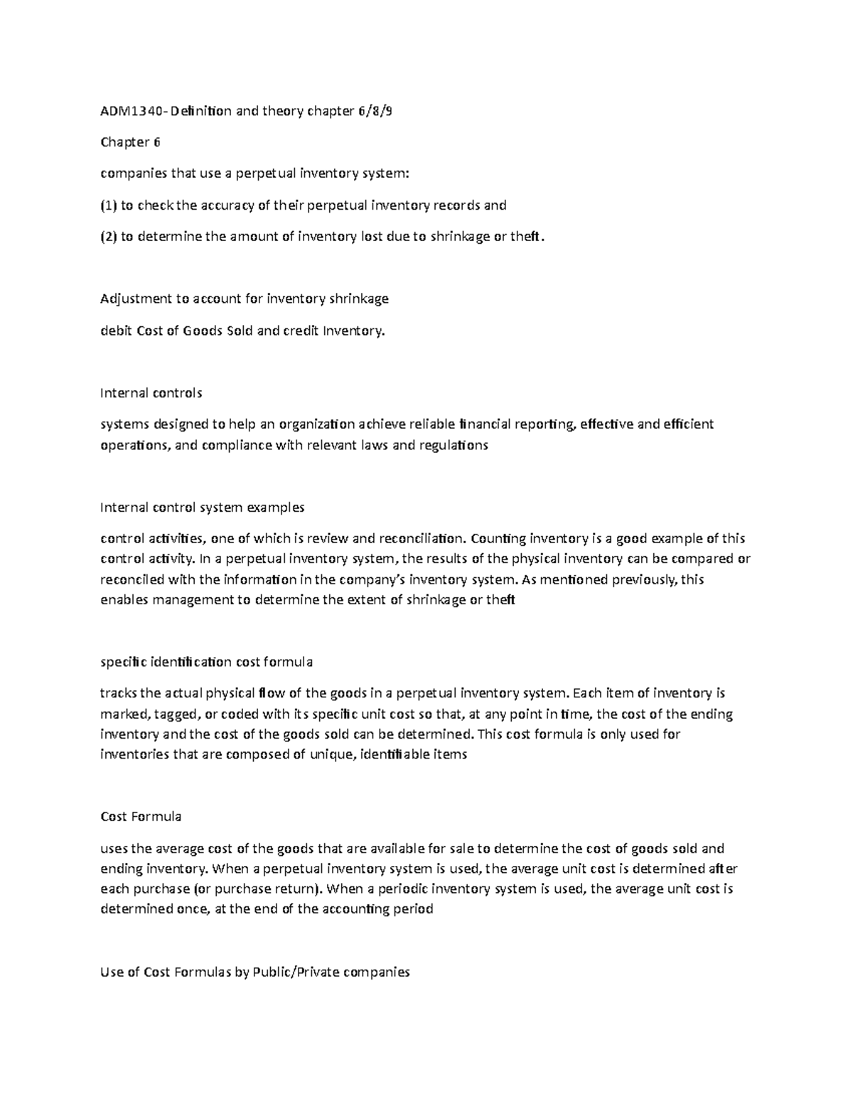 1340 6 8 9 - Chapter 6, 8 , 9 notes - ADM1340- Definition and theory ...