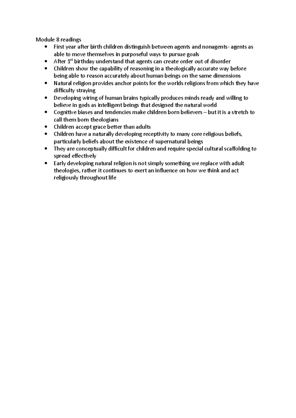 Module 8 readings - Module 8 readings First year after birth children ...