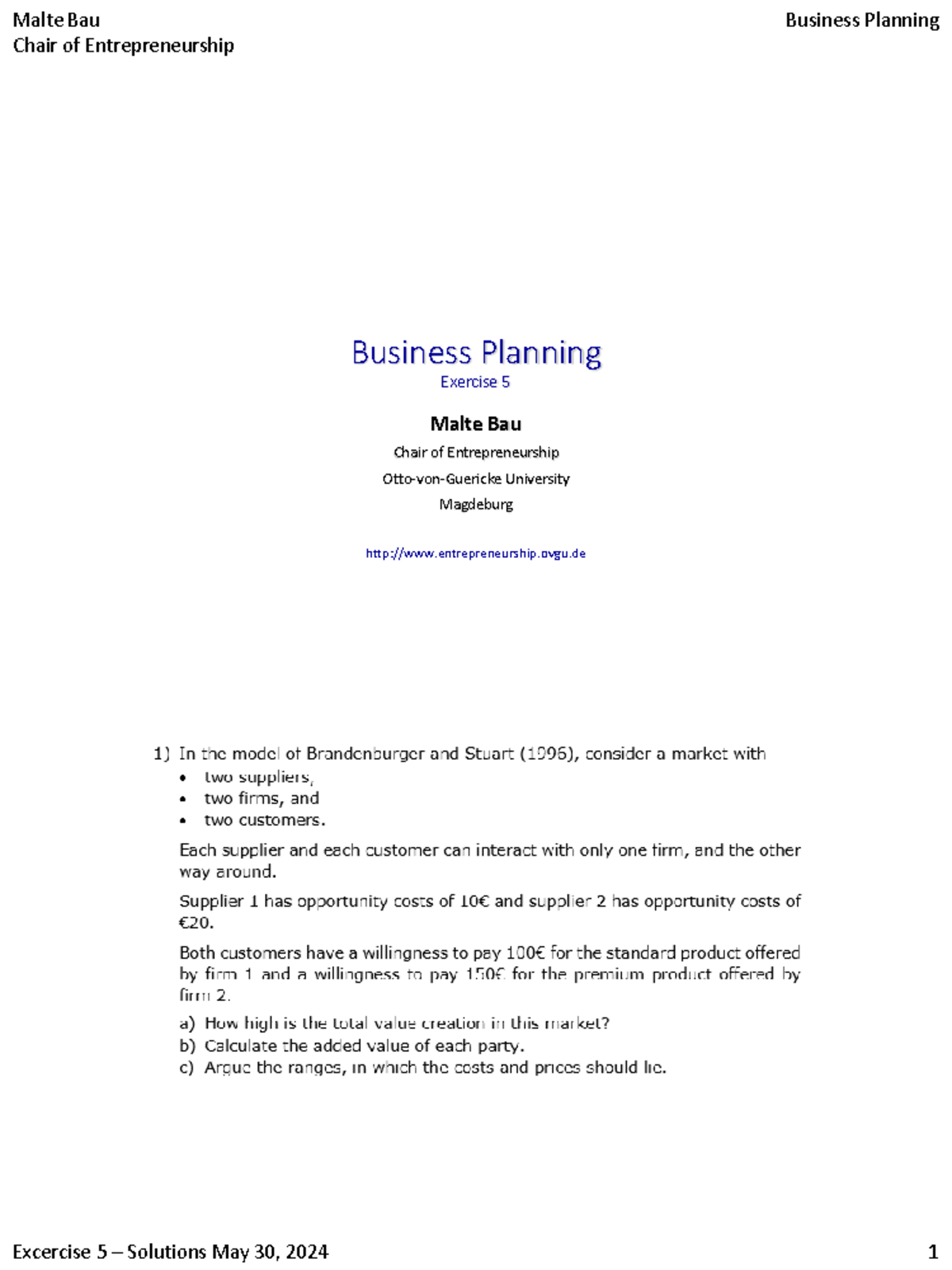 Excercise 5 Solutions-output for value added model - Chair of ...