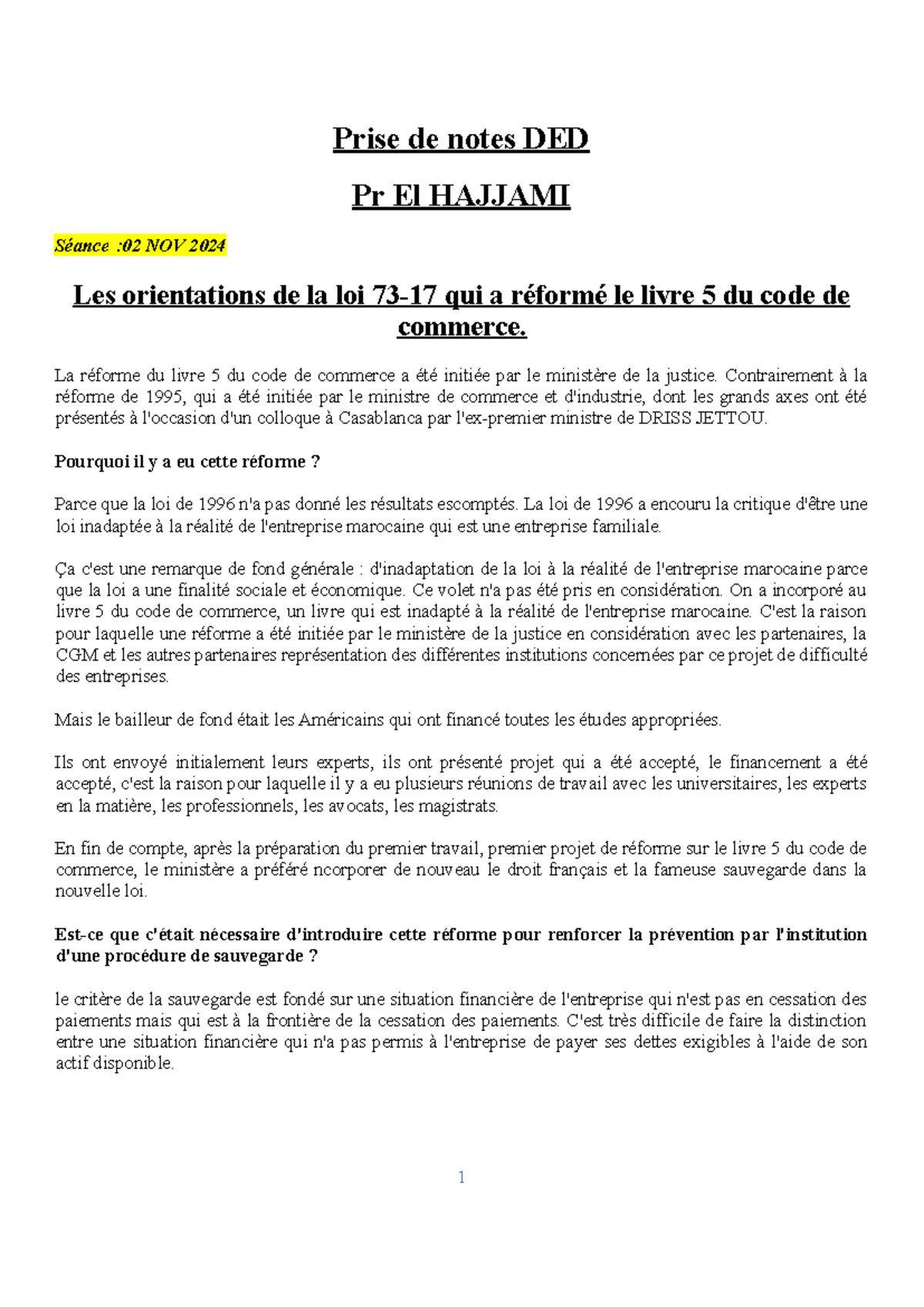 Cours prise de note DED - édfd - Prise de notes DED Pr El HAJJAMI ...
