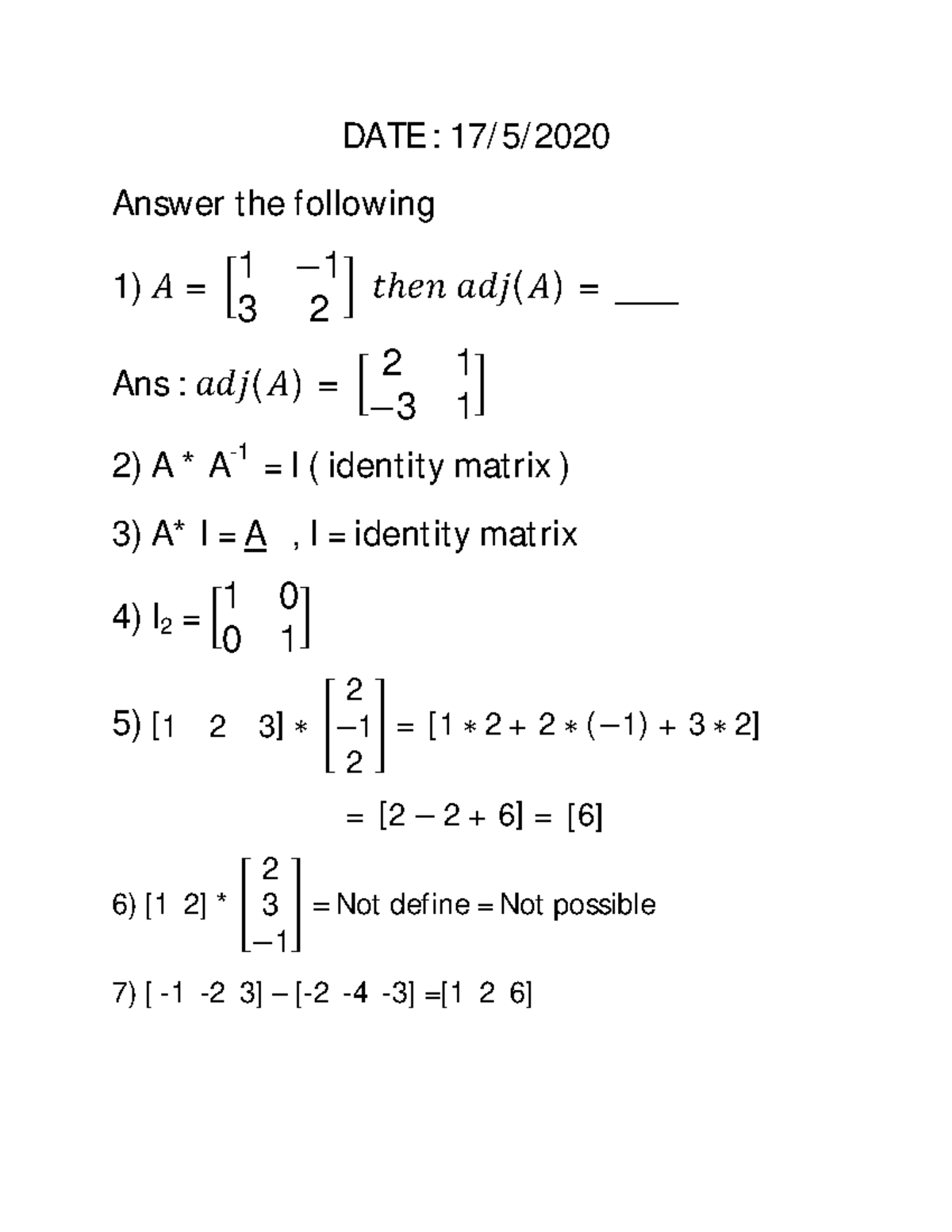 Remedial mathematic practices notes - DATE : 17/ 5/ 2020 Answ er t he ...