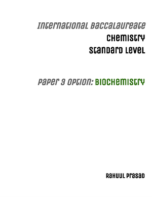 Biochemistry: Option B - Chemistry Option B: Human Biochemistry (HL ...