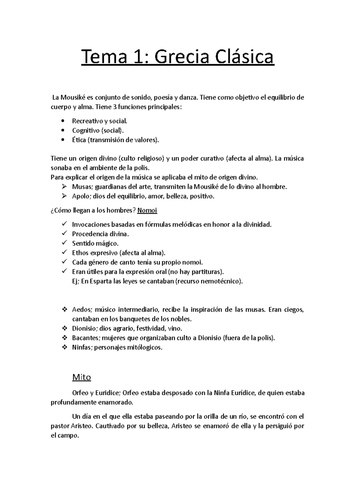 Tema I Música en Grecia Clásica - Tema 1: Grecia Clásica La Mousiké es ...