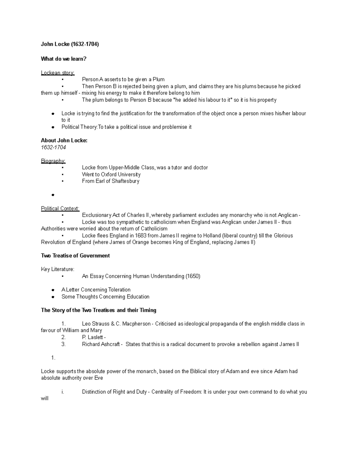 John Locke (1632-1704) - John Locke (1632-1704) What do we learn ...