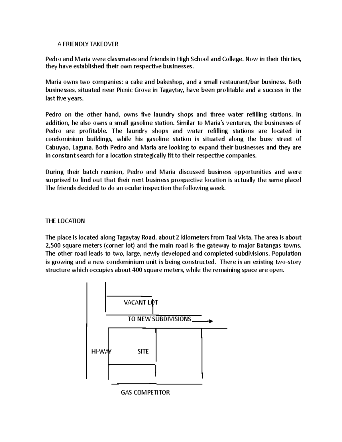 CASE Analysis - A Friendly Takeover - A FRIENDLY TAKEOVER Pedro and ...