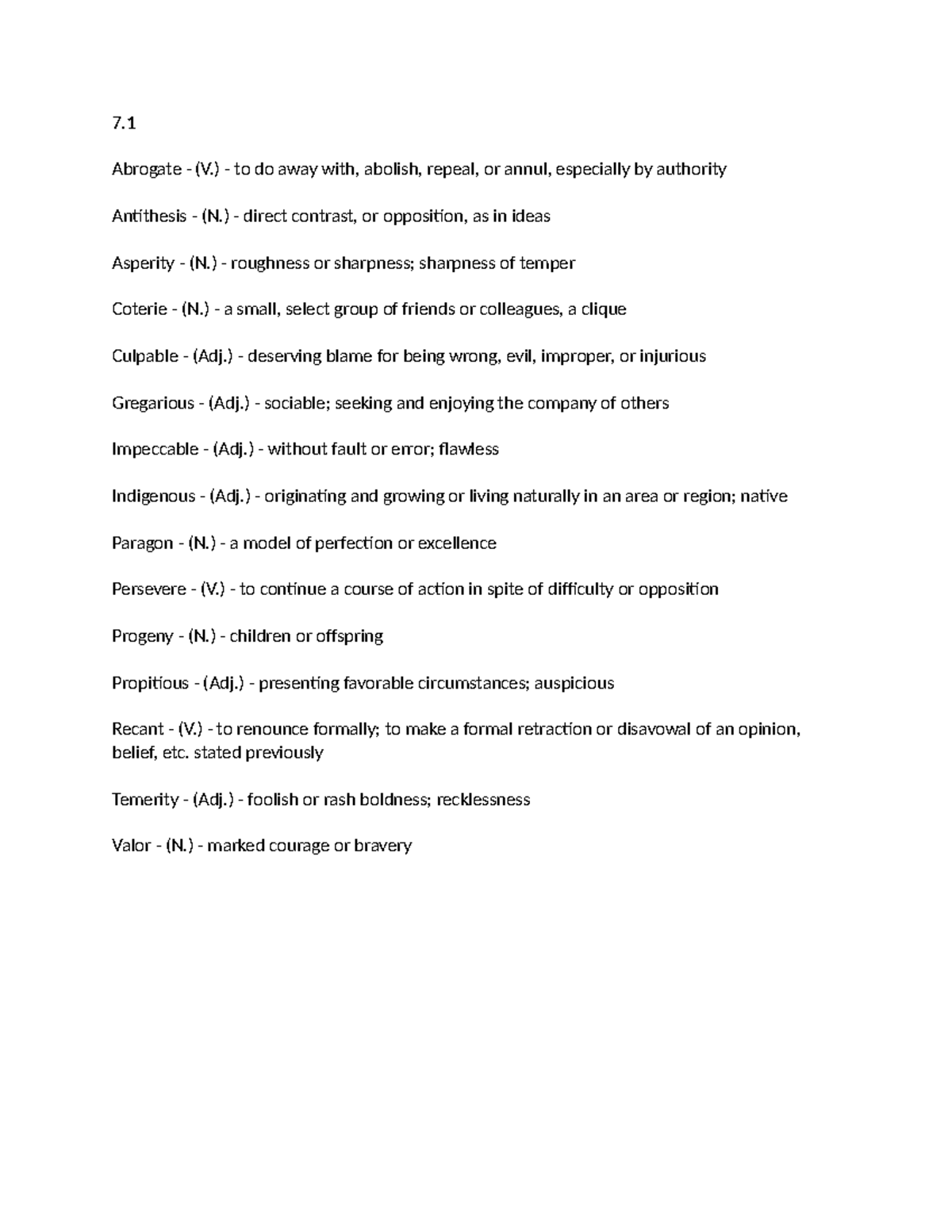 Vocabulary Words 7 1 7 Abrogate V To Do Away With Abolish