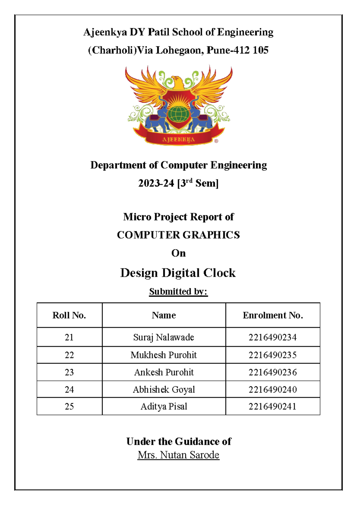 CGR Microproject Report Final - Ajeenkya DY Patil School of Engineering ...