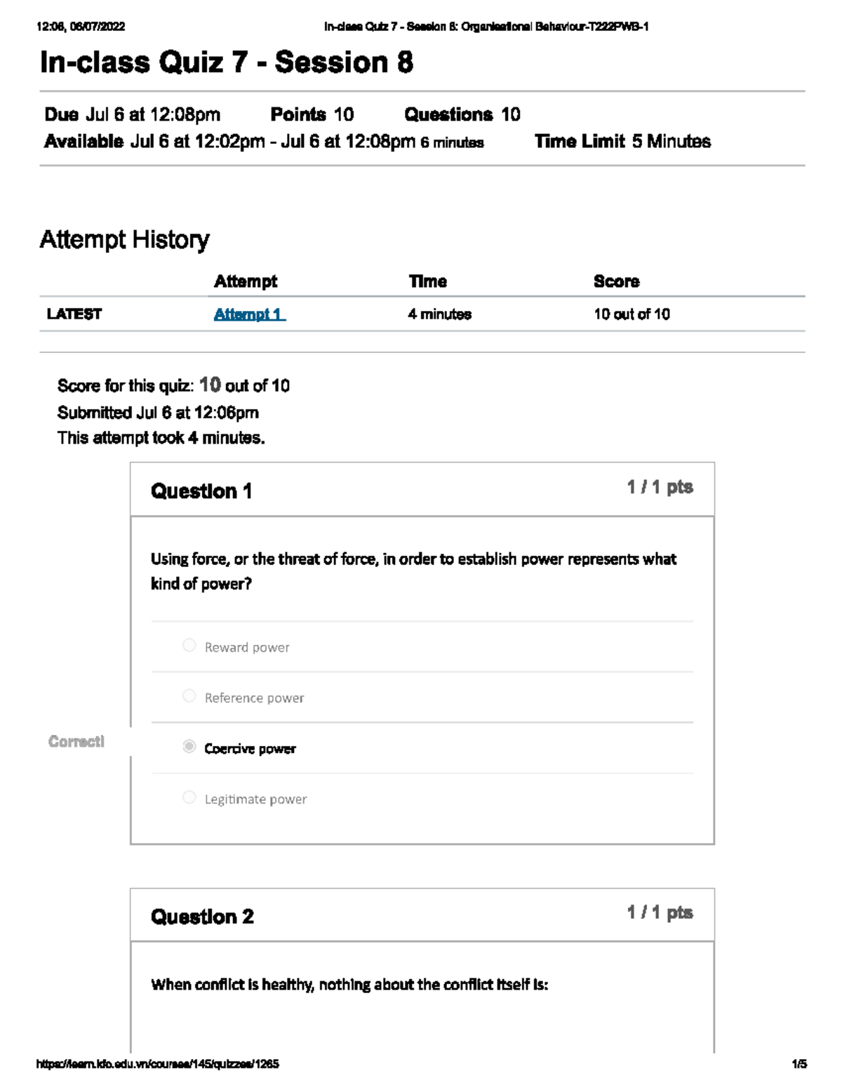 OB-Quiz-00000000008 - Organizational behaviors - Studocu