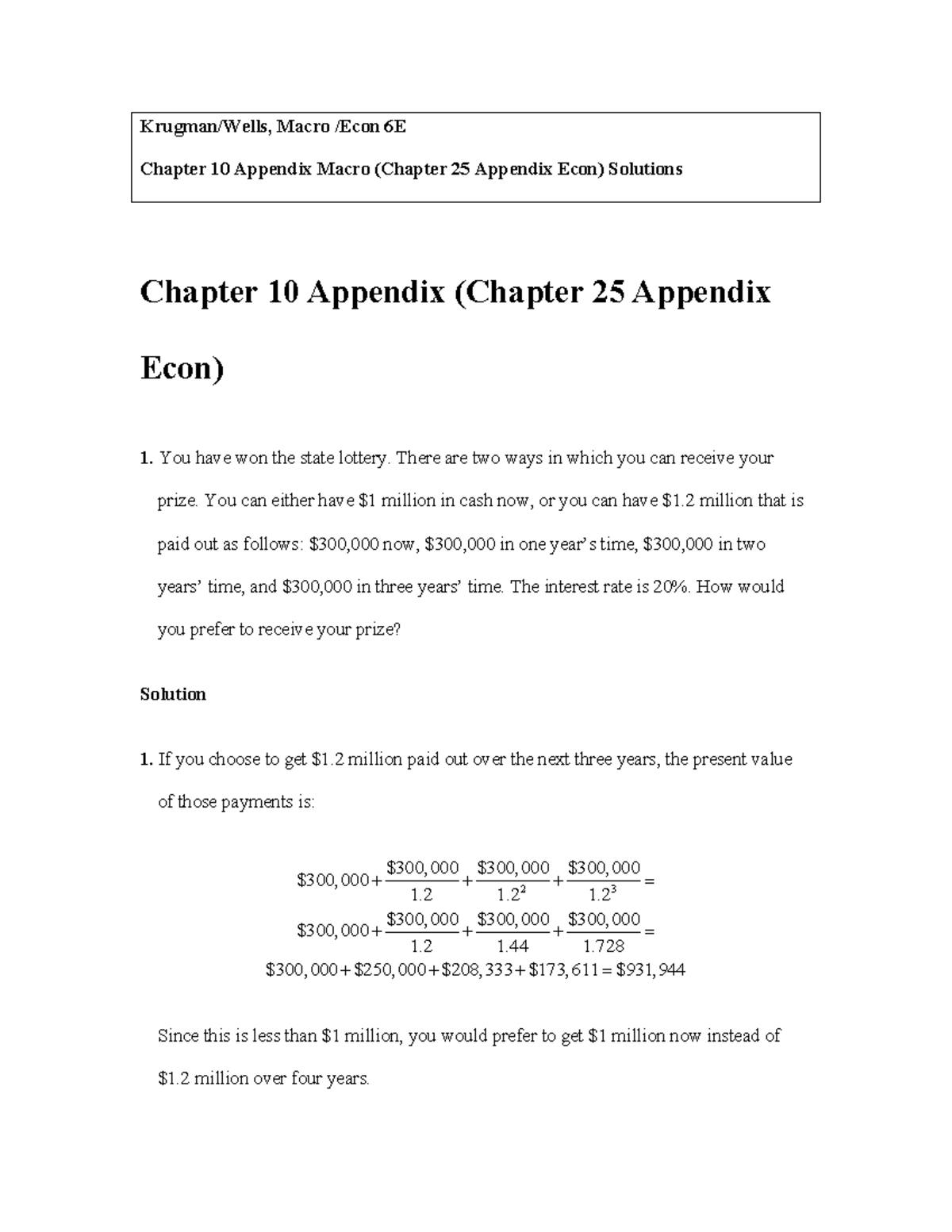 Macro+Chapter+10+Appendix+Practice+Questions+and+Answers - Krugman/Wells, Macro /Econ 6E Chapter ...