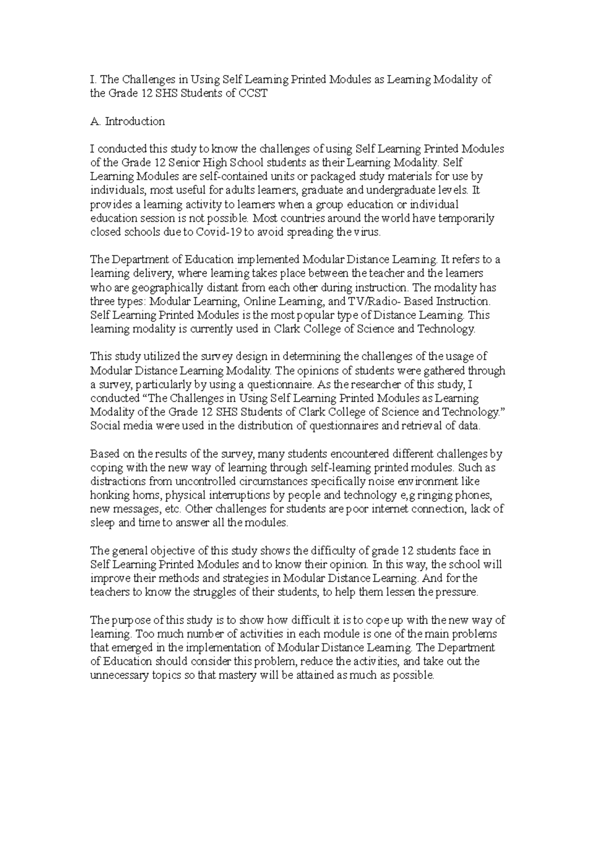 The Challenges in Using Self Learning Printed Modules - I. The ...