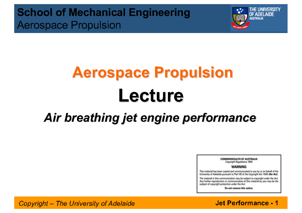 Lect5 jet performance - Lecture Slides - Lecture Aerospace Propulsion ...
