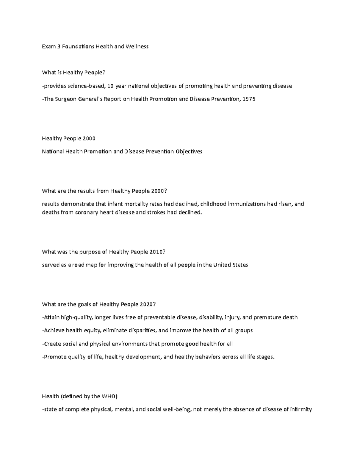 Exam 3 Foundations Health and Wellness - Exam 3 Foundations Health and ...