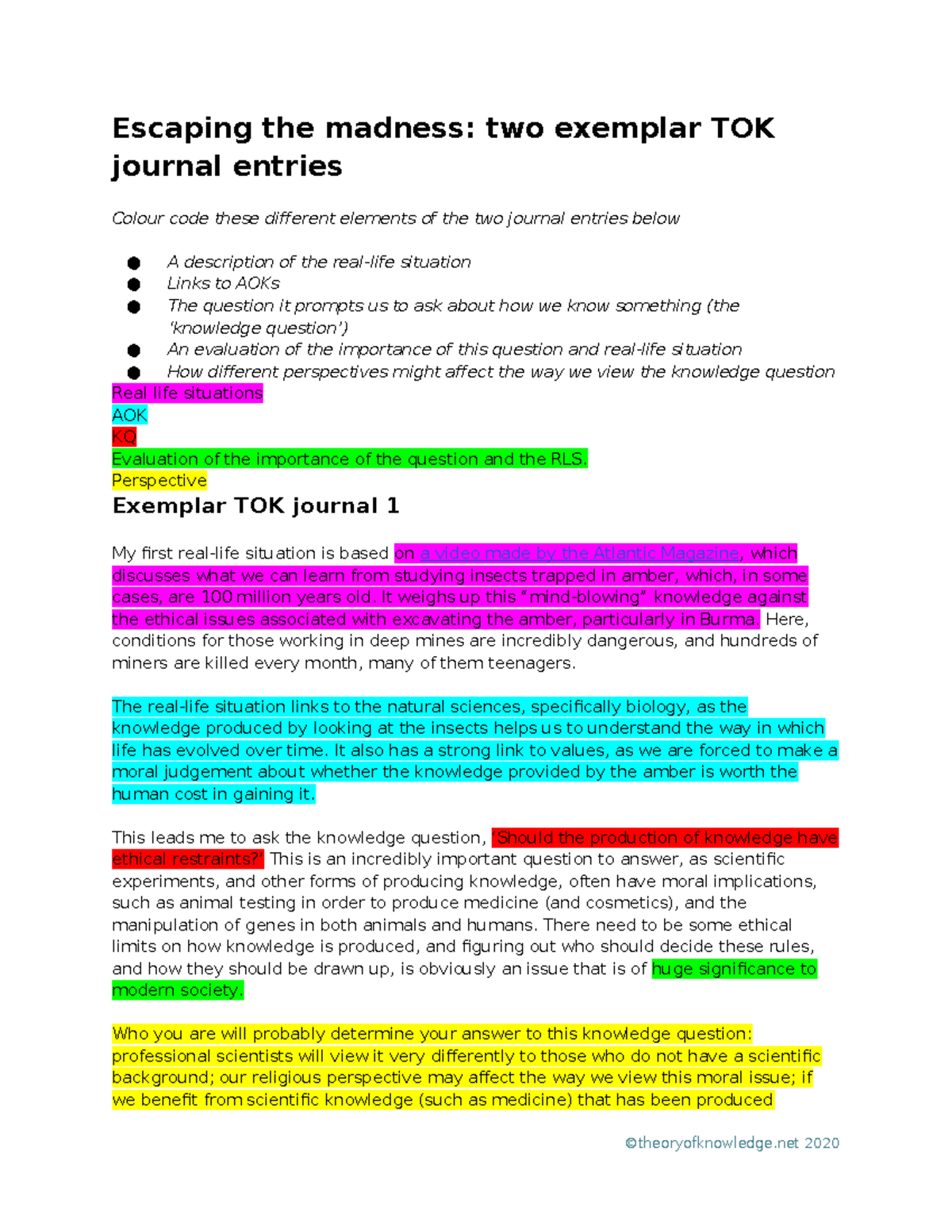 1.5 Escaping the madness (TOK journal entry exemplars) - Escaping the ...