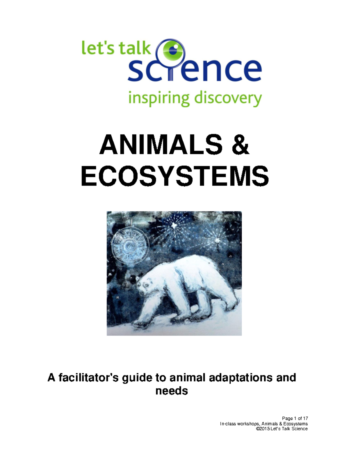 Animals and Ecosystems Manual - Page 1 of 17 In-class workshops ...