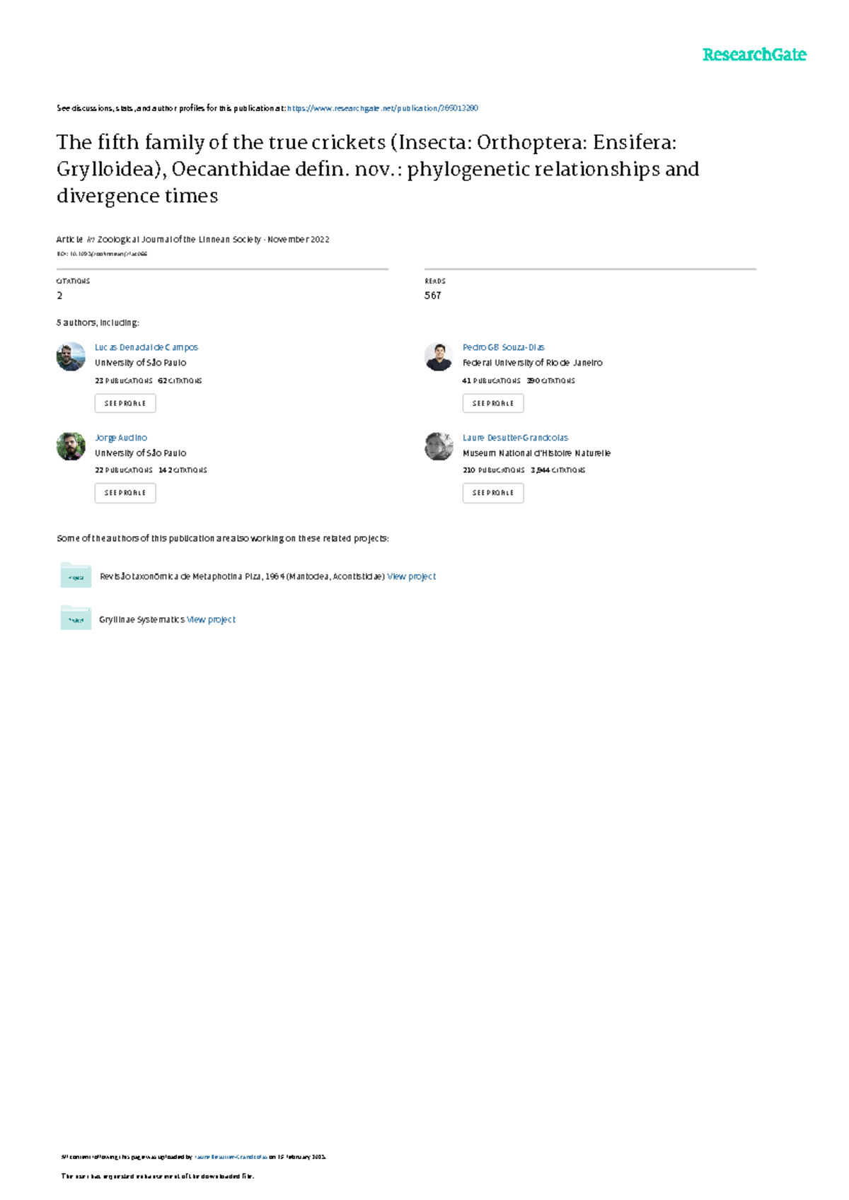 2022 Camposetal Thefifthfamilyofthetruecrickets-Oecanthidae - See ...