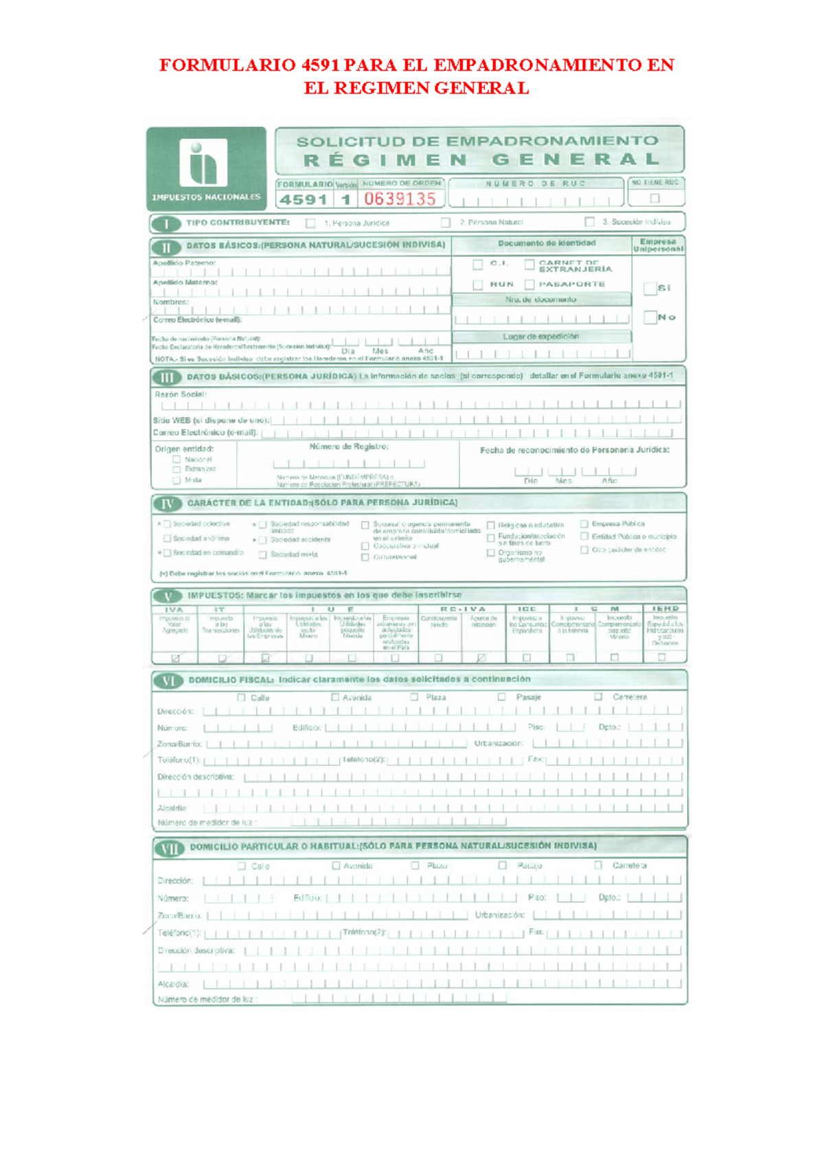Formulario 4591 PARA EL Empadronamiento - Formulación De Proyectos ...