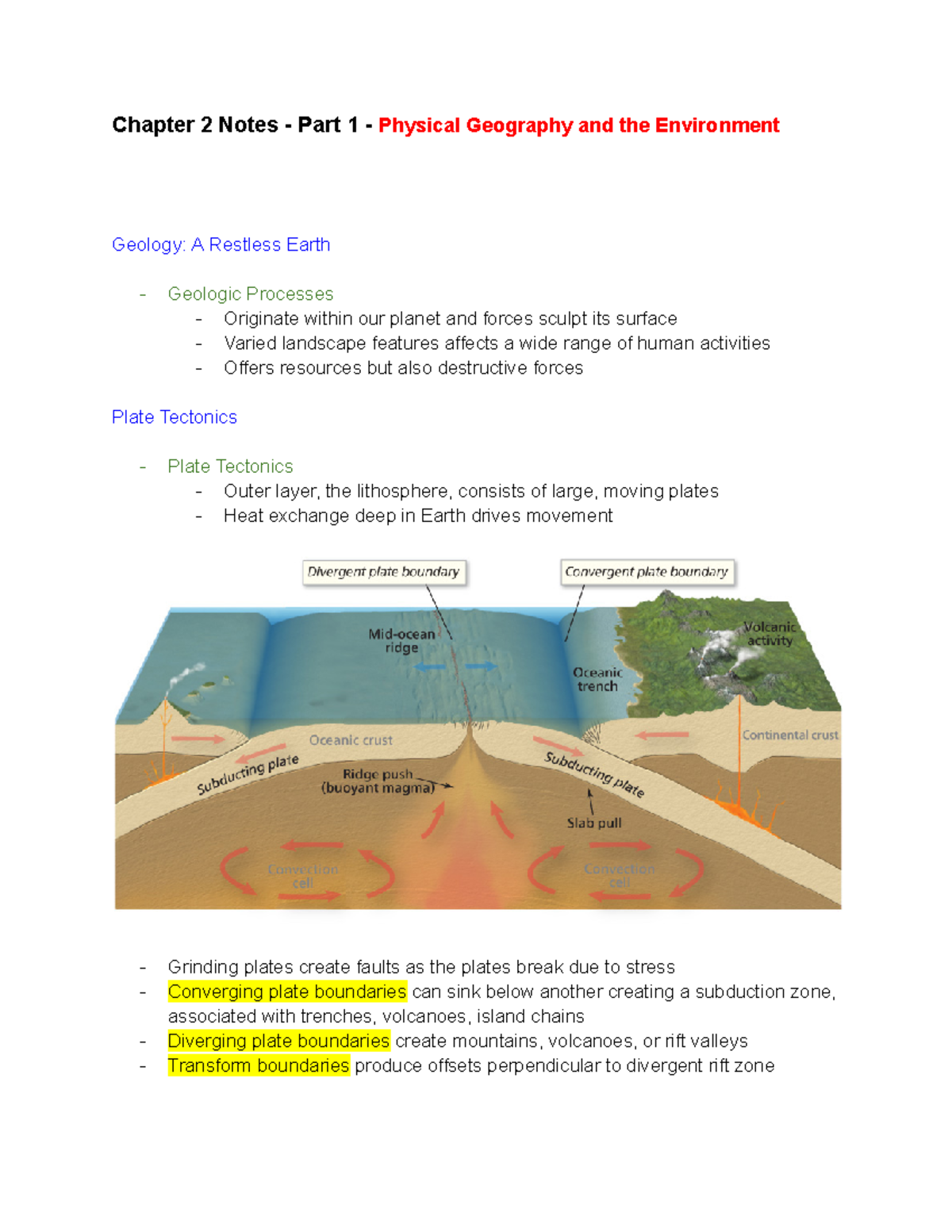 GEOG 106 Ch. 2 Notes - Part 1 - Chapter 2 Notes - Part 1 - Physical ...
