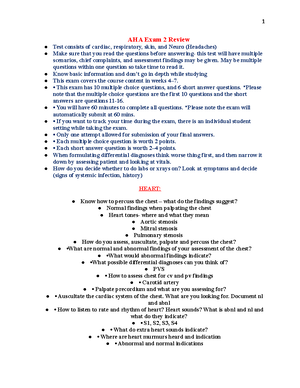AHA Exam 3 - AHA examination 3 thorough in-depth testing review. - Key ...