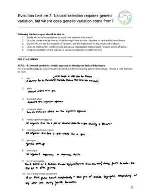 Biology II Lecture Notes (for Evolution Quiz) - BIOS 10172 - Studocu