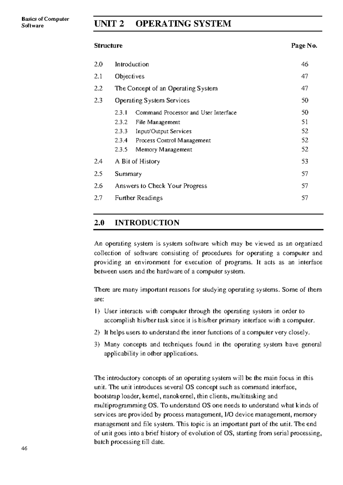 Unit 7 Operating System Basics Of Computer Software Unit 2 Operating System Structure Page No 9062