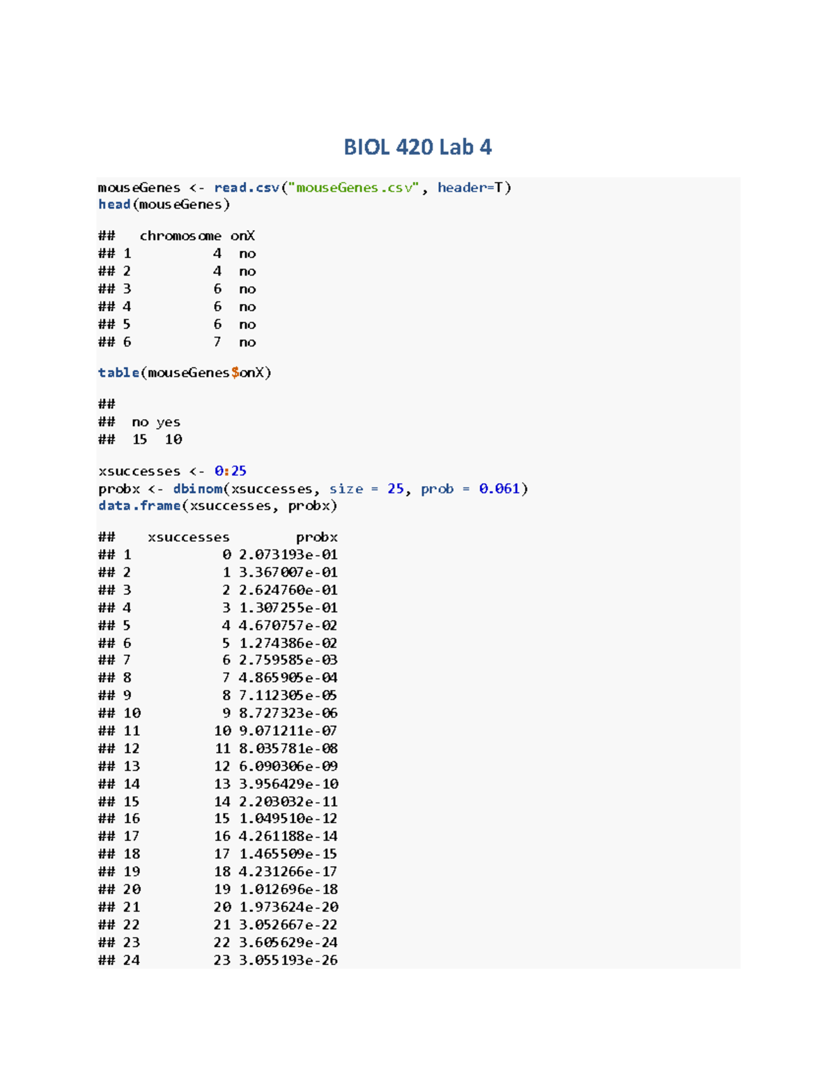 Biol 420 Lab 4 This Is Week Four Lab Using R Programming For Introduction To Biostats These