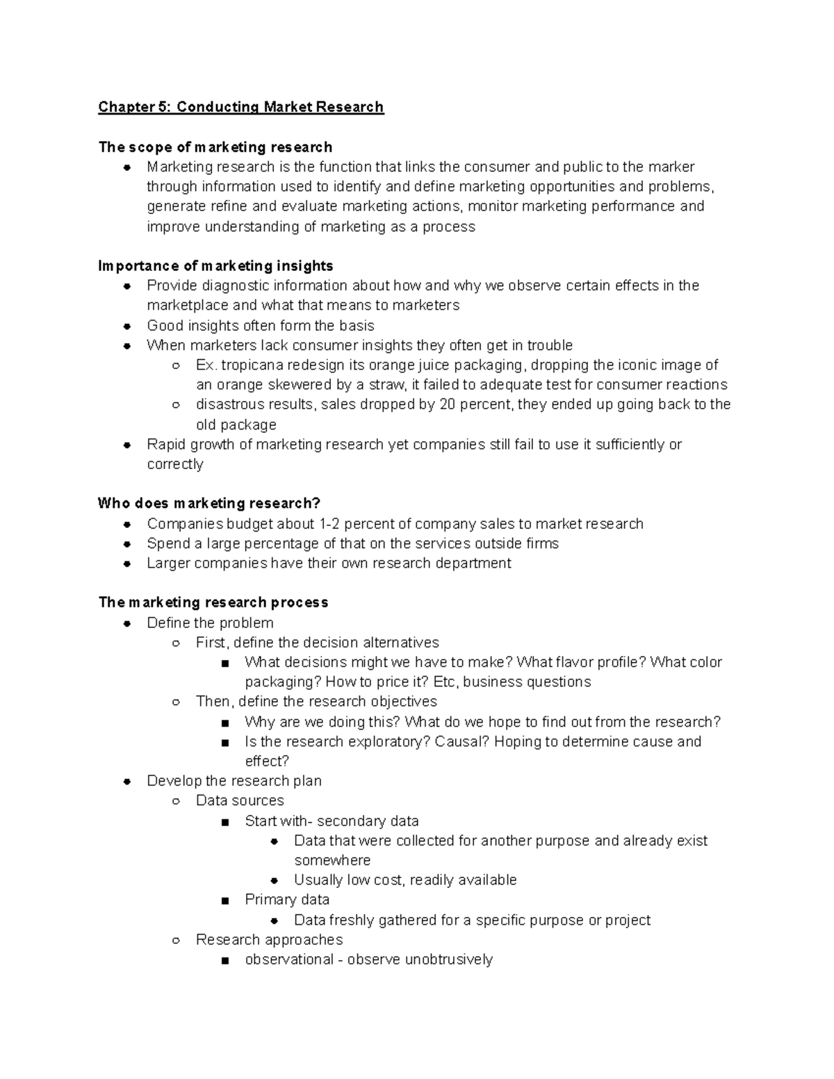 Chapter 5 Conducting Market Research - Chapter 5: Conducting Market ...