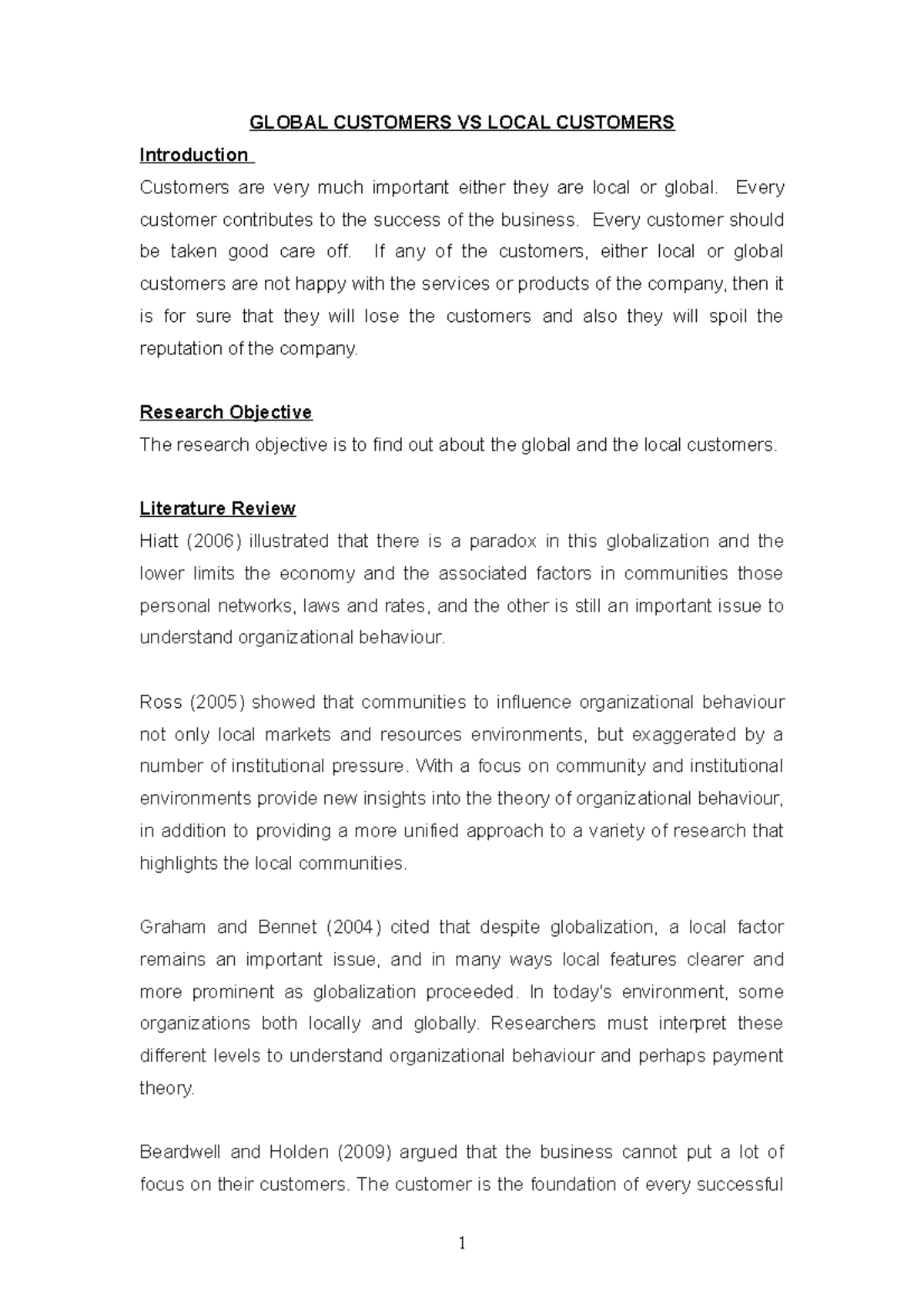 RM - Global Customers VS Local Customers - GLOBAL CUSTOMERS VS LOCAL ...