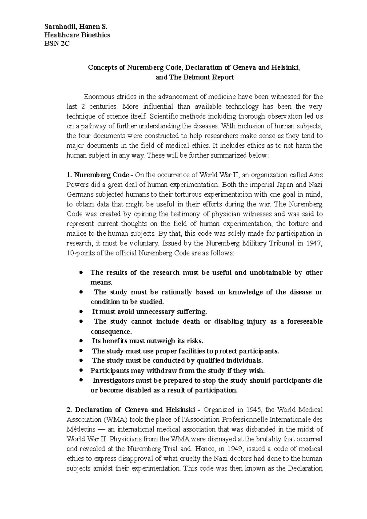 Four Concepts ( Sarahadil) - Sarahadil, Hanen S. Healthcare Bioethics ...