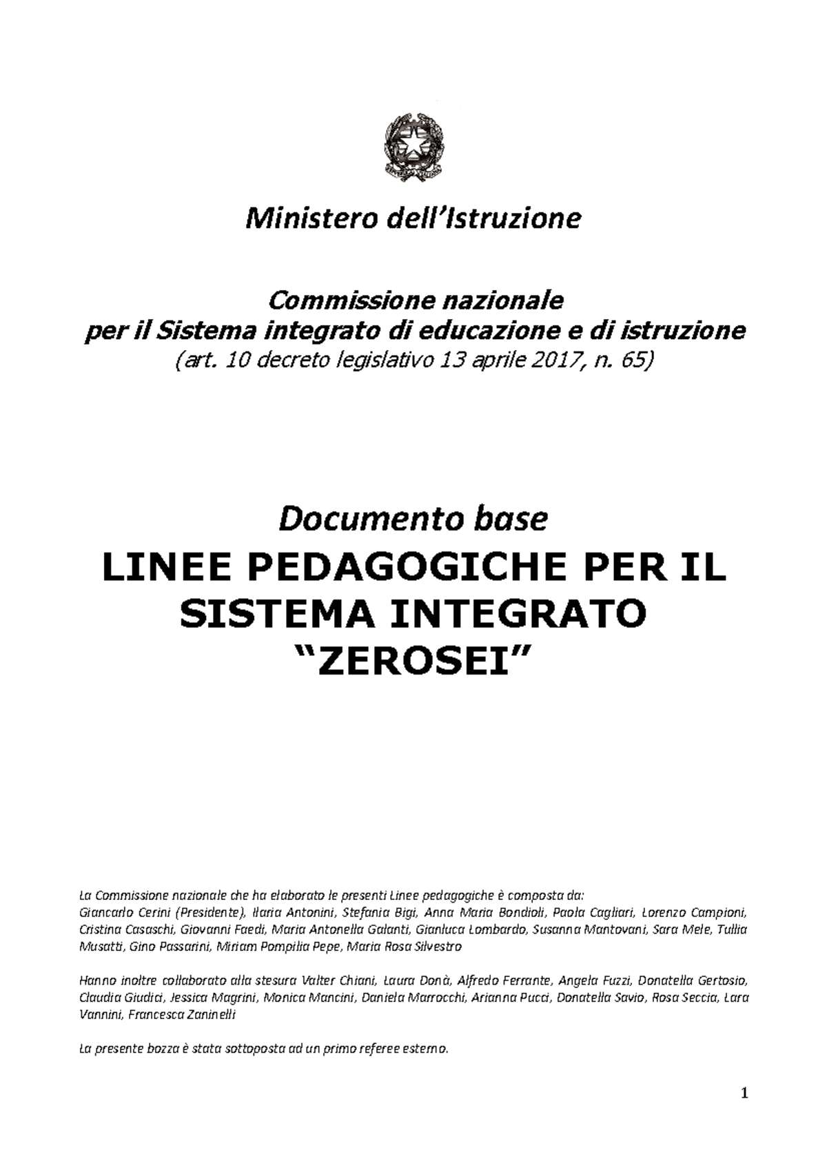 Documento base Linee pedagogiche per il sistema integrato “zerosei ...