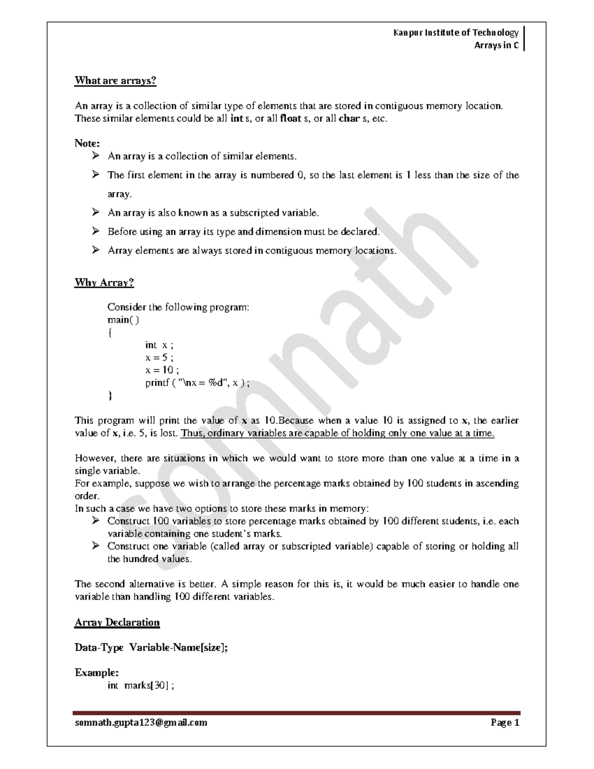 C Programming Array In C Arrays In C What Are Arrays An Array Is A