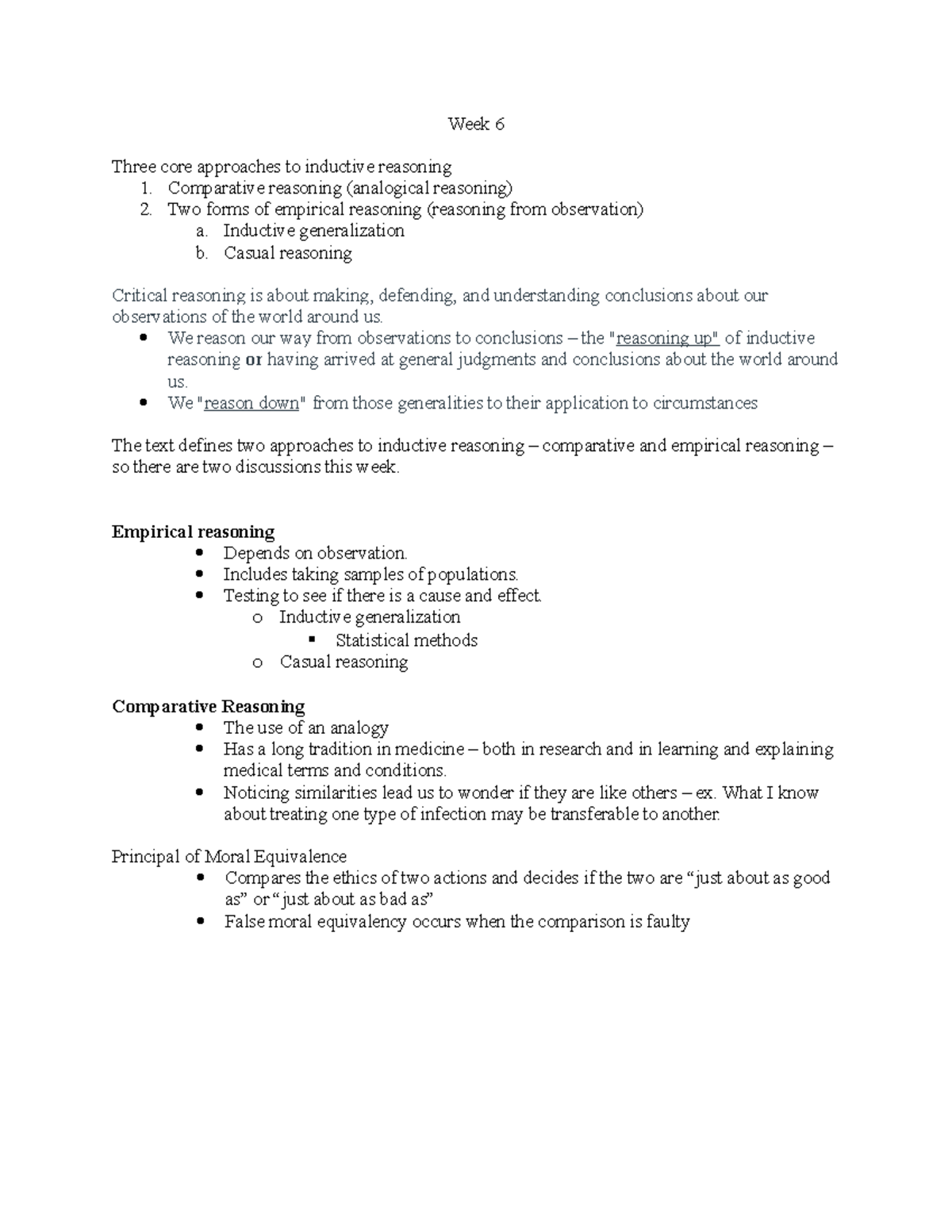 Week 6 Discussion - Week 6 Three core approaches to inductive reasoning ...