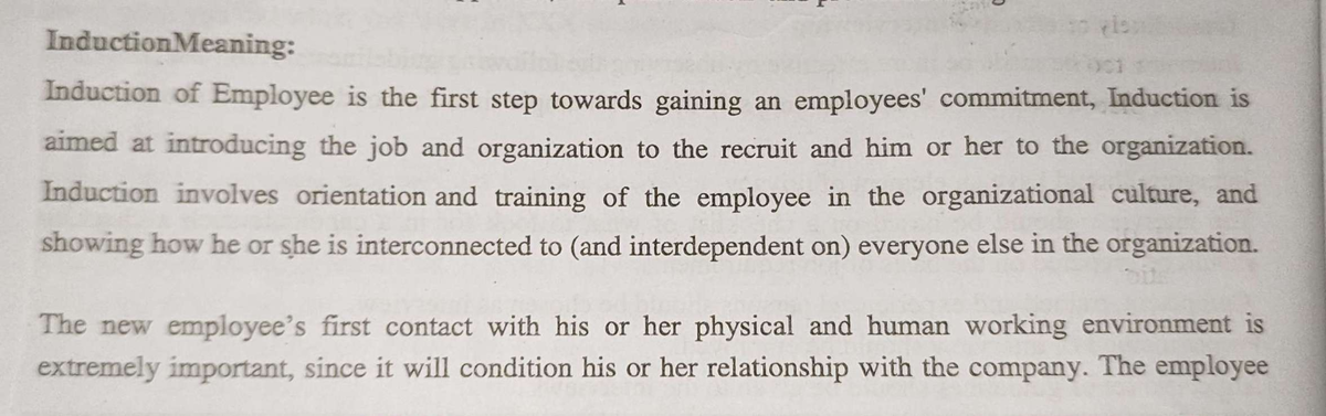 Induction Meaning - Human Resources Management - Studocu