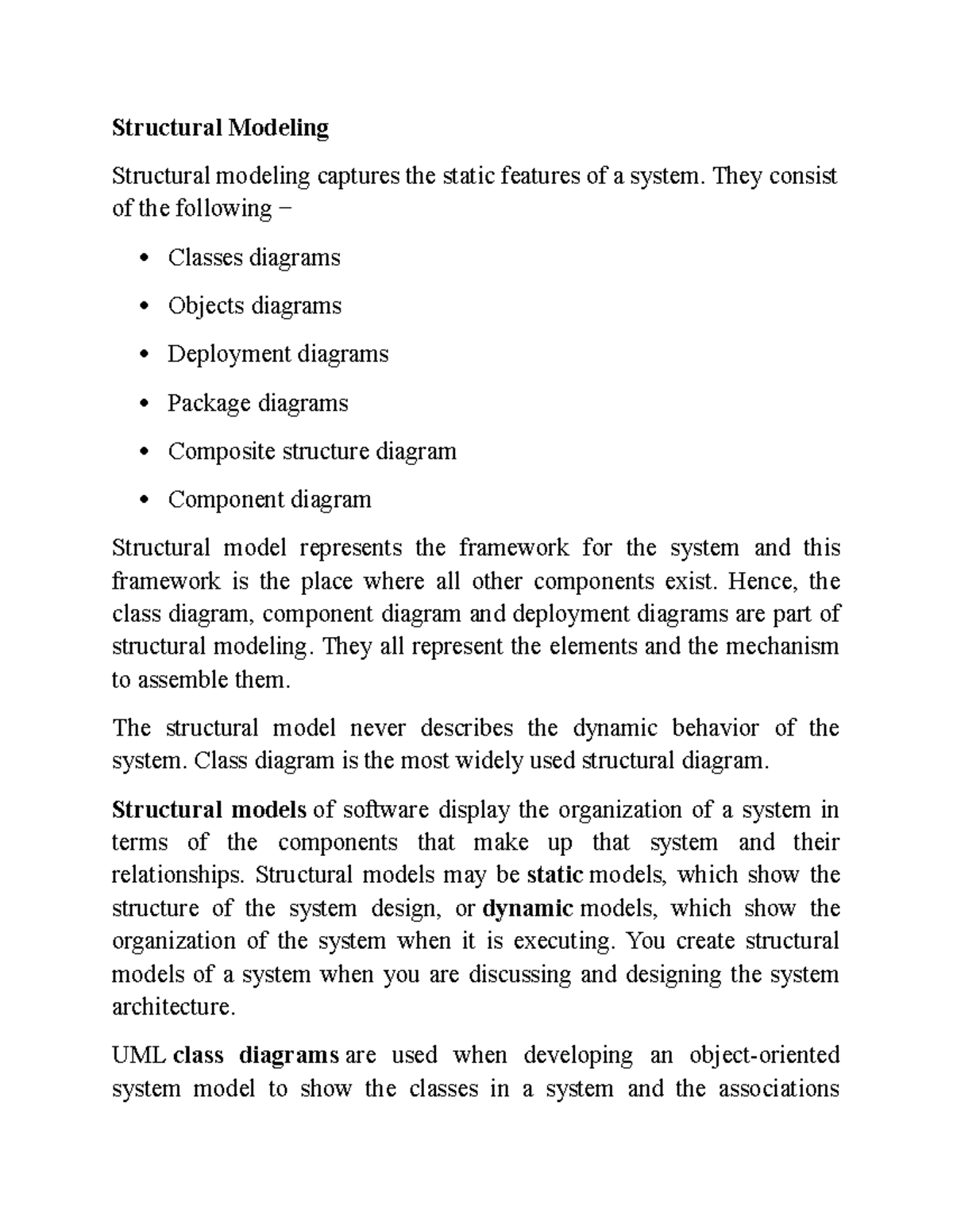 Lecture 4 - notes - Structural Modeling Structural modeling captures ...