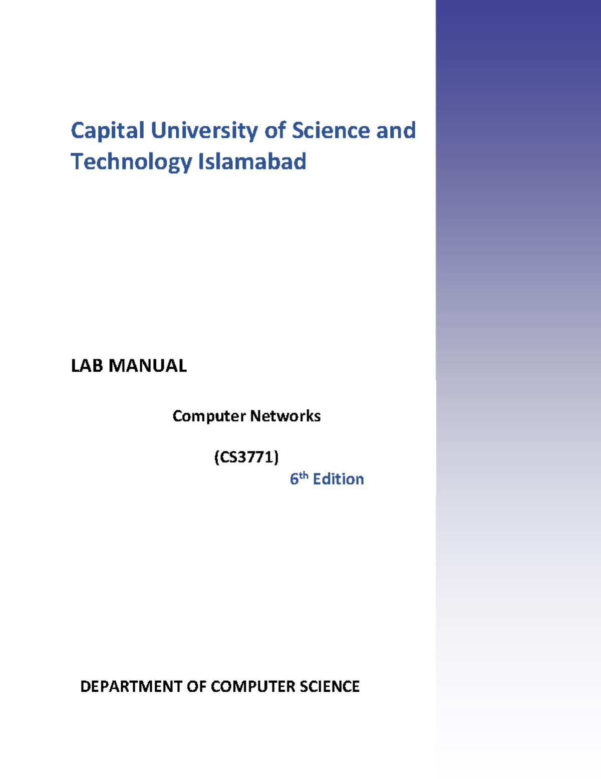 Computer Network LAB - abc - Capital University of Science and Technology Islamabad LAB MANUAL ...