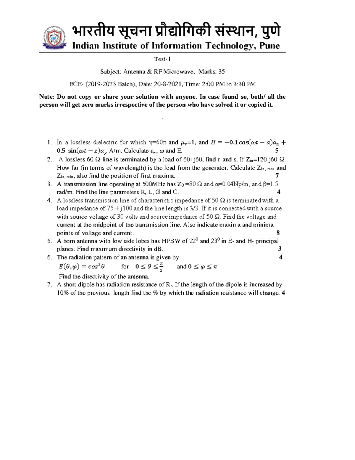 T1 - This the exam paper received to us for our pratical exams - Test ...