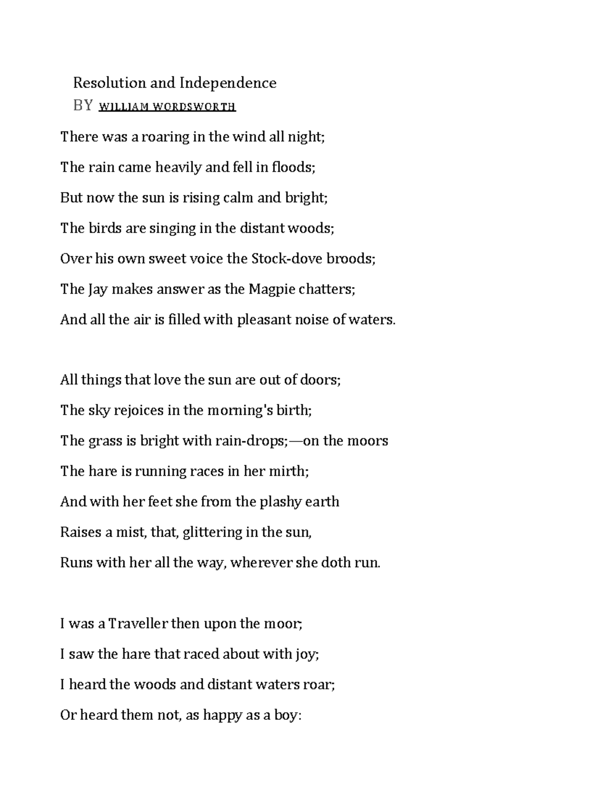 Resolution and independence poem analysis - Resolution and Independence ...