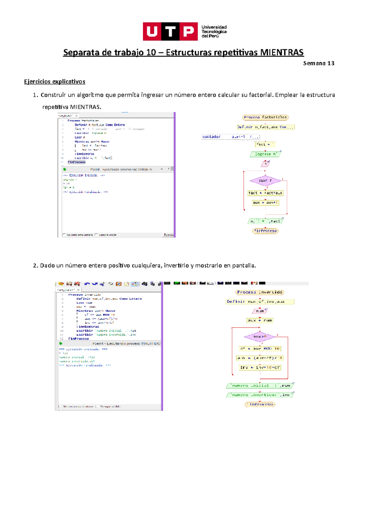 Separata 10 Unidad 03.tarea pdf - Separata de trabajo 10 – Estructuras repetitivas MIENTRAS ...