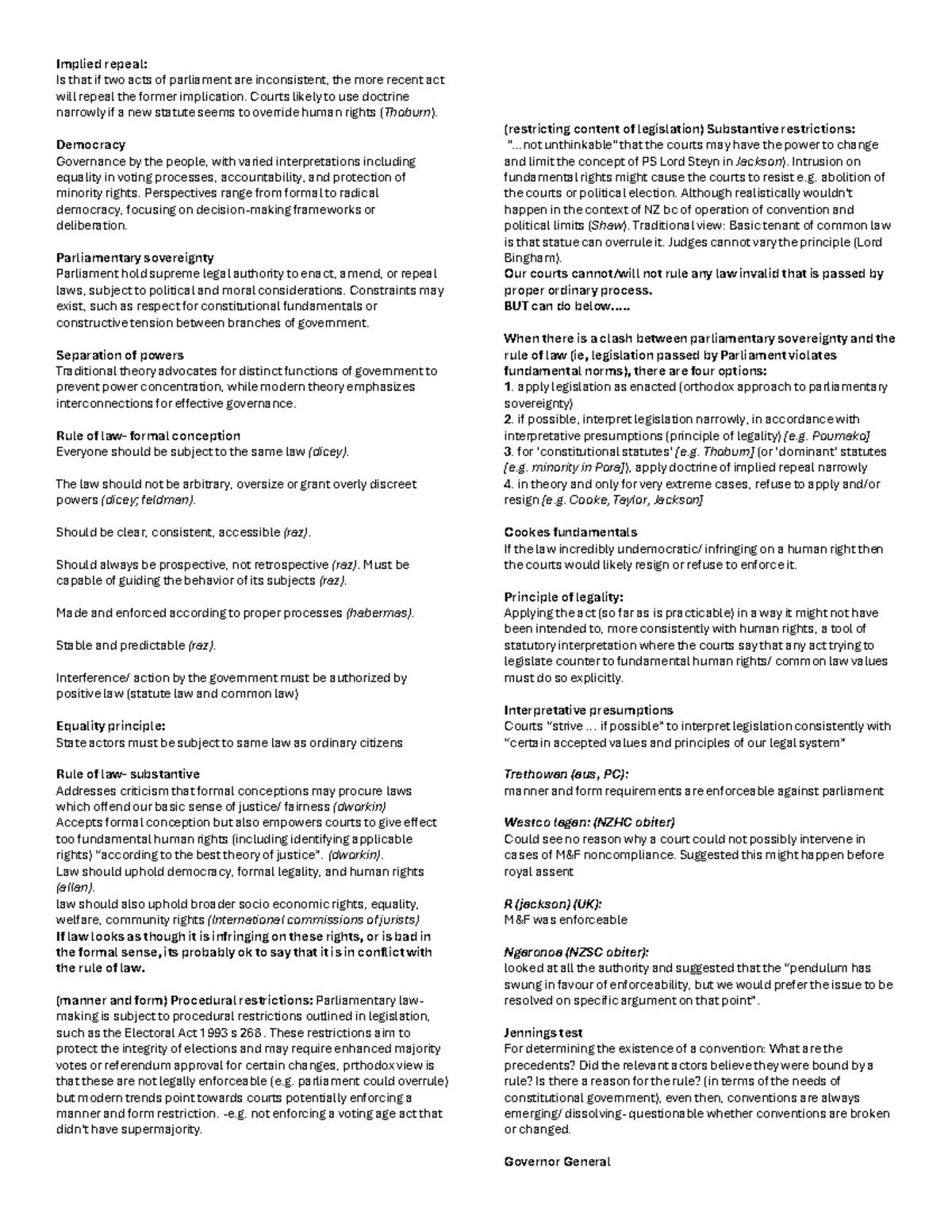 Sheat final - Implied repeal: Is that if two acts of parliament are ...